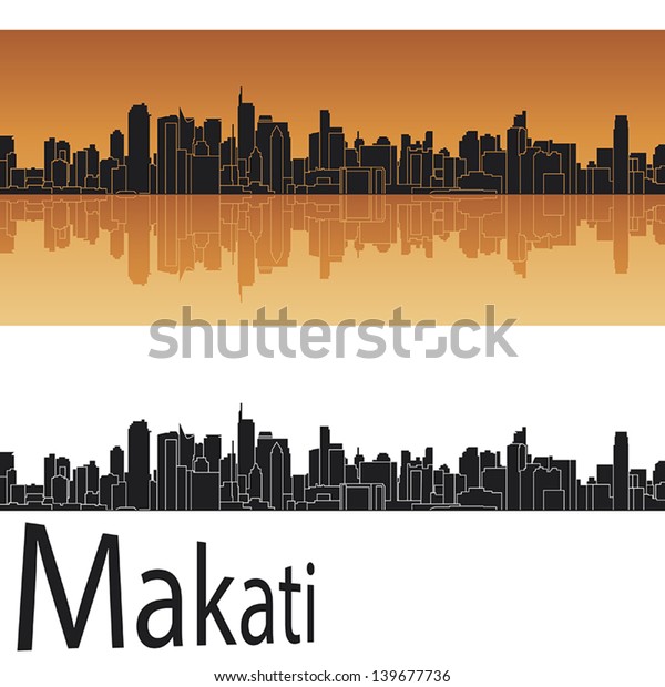 Makati Skyline Orange Background Editable Vector Stock Vector (Royalty ...