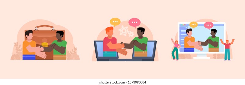 Make Deal Agreement Online Two Businessmen: vector de stock (libre de ...
