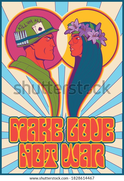 Make Love Not War Pacifism Poster Stock Vector (Royalty Free) 1828614467