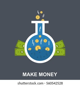 Make Money Flat Design Concept Bills Stock Vector (Royalty Free ...