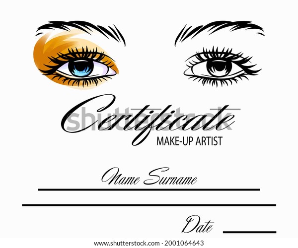 Makeup Artist Certificate Template Beauty Fashion Stock Vector (Royalty ...