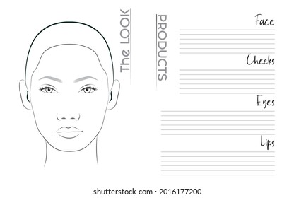 Makeup Artist Face Chart Blank Template Stock Vector (Royalty Free ...