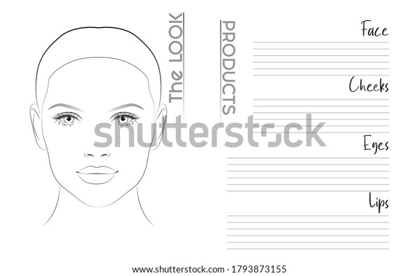 Makeup Artist Face Chart Blank Template: เวกเตอร์สต็อก (ปลอดค่า ...