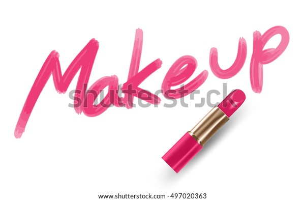 Makeup Text Write By Lipstick Pink Stock Vector (Royalty Free ...