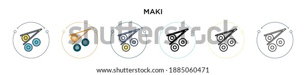 Maki Icon Filled Thin Line Outline Stock Vector (Royalty Free ...