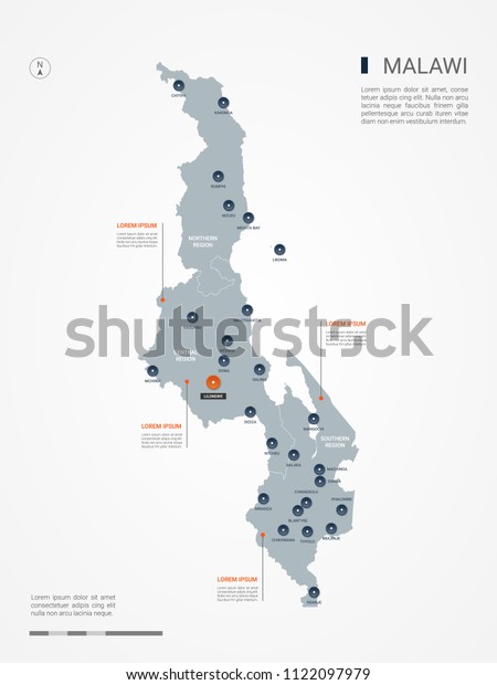 Malawi Map Borders Cities Capital Lilongwe Stock Vector (Royalty Free ...
