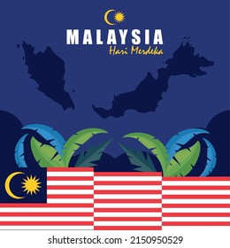Malaysia Hari Merdeka Card Flags Stock Vector (Royalty Free) 2150950529 ...