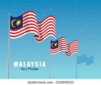 Malaysia Hari Merdeka Flags Waving Stock Vector (Royalty Free ...