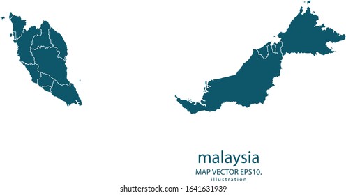 Malaysia Map High Detailed On White Stock Vector (Royalty Free ...