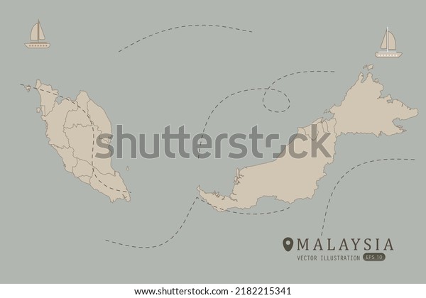 Malaysia Map World Map International Vector 库存矢量图（免版税）2182215341 ...