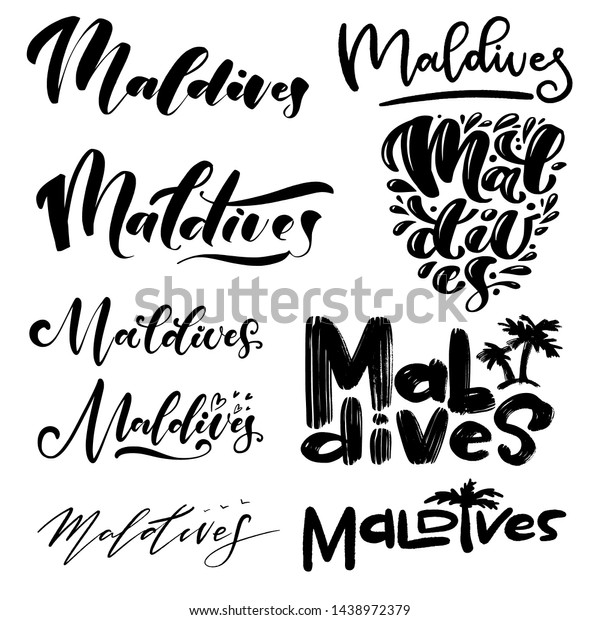 Maldives Big Set Hand Lettering Quotes Stock Vector (Royalty Free ...