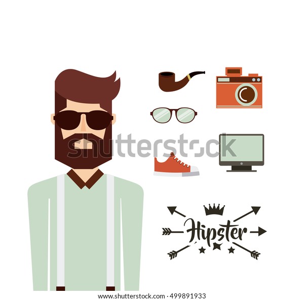 Male Avatar Hipster Style Vector Illustration Stock Vector (Royalty ...