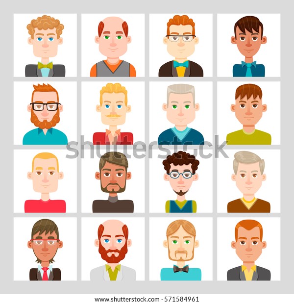 Male Avatar Set Vector Illustration Hair : image vectorielle de stock ...