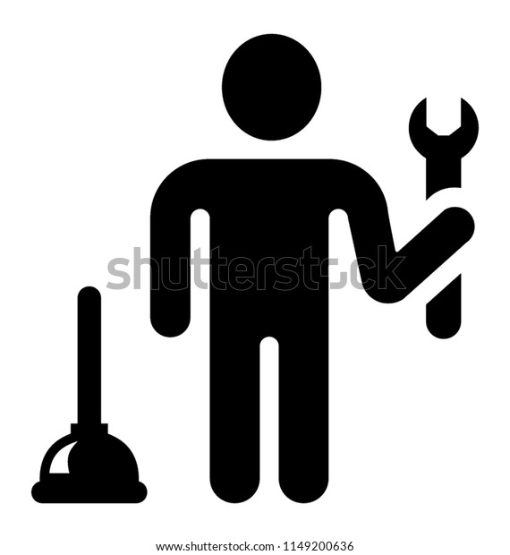 Male Avatar Spanner Bathroom Plunger Making Stock Vector (Royalty Free ...