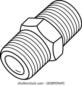 Male Brass Pipe Coupling Vector Outline Stock Vector (Royalty Free ...