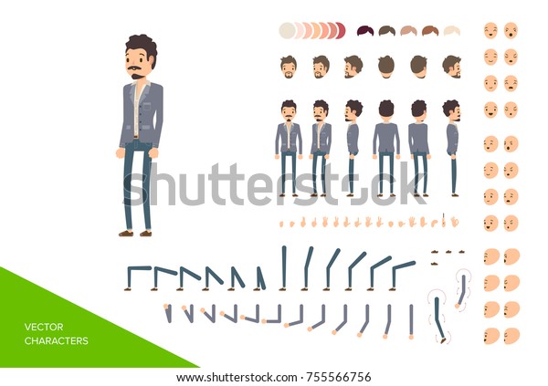 Male Character Design Kit Full Elements Stock Vector (Royalty Free ...