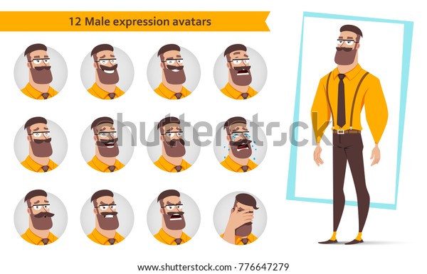 Male Character Expression Avatar Set Stock Vector (Royalty Free ...