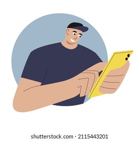 Male Character Phone Vector Stock Vector (Royalty Free) 2115443201 ...