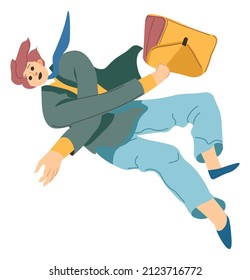 Male Character Slipping Falling Down While: เวกเตอร์สต็อก (ปลอดค่า ...