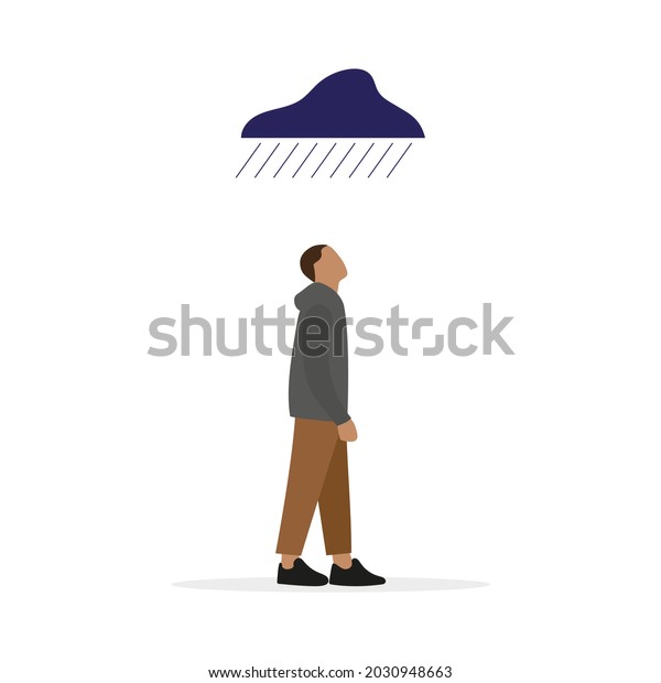 Male Character Standing Looking Rain Cloud Stock Vector (Royalty Free ...