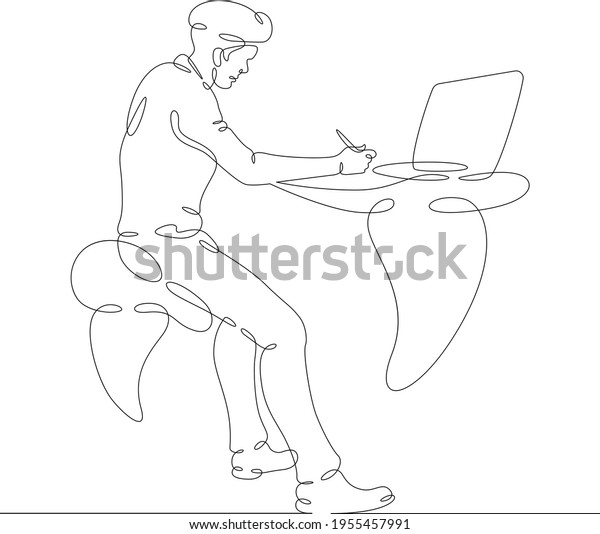 Male Character Work Table Office Workplace Stock Vector (Royalty Free ...
