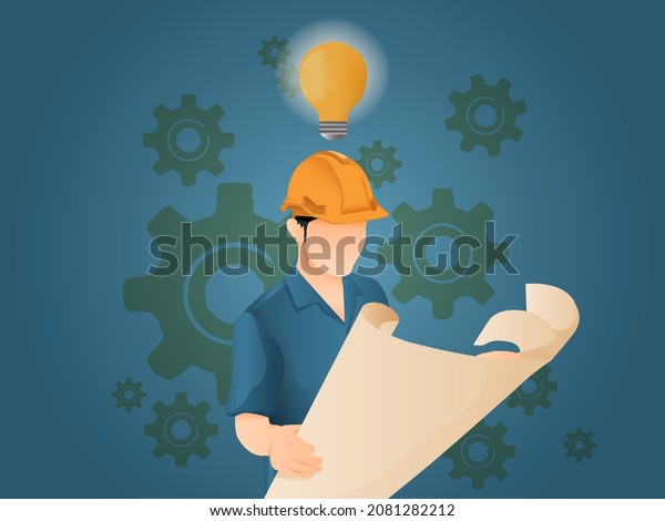 Male Engineer Working Design Planning Idea Stock Vector (Royalty Free ...