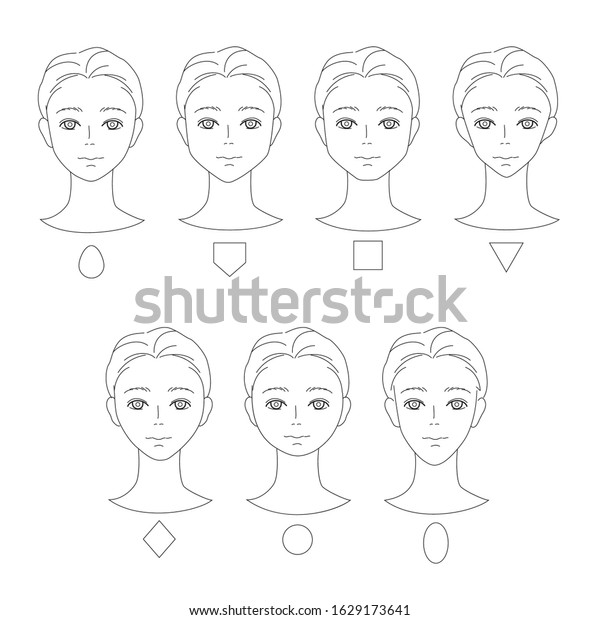 Male Face Shapes By Type Stock Vector (Royalty Free) 1629173641 ...