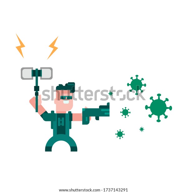 Male Fighting Virus Comic Characters Vector Stock Vector (Royalty Free ...