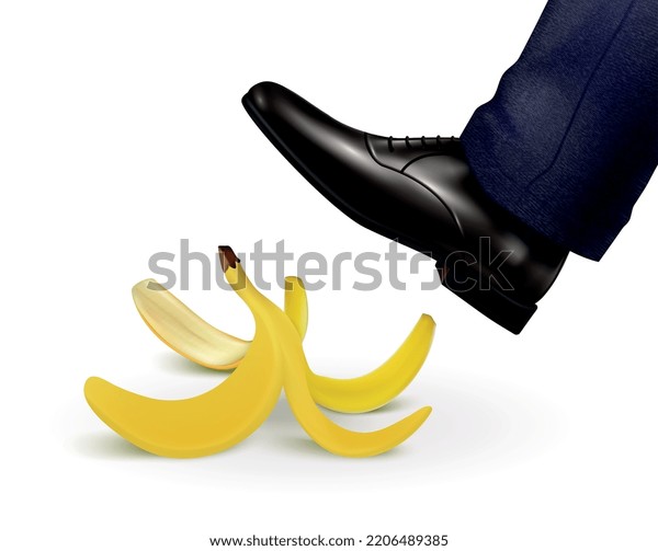 Male Foot Going Step On Banana Stock Vector (Royalty Free) 2206489385 ...
