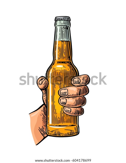 Stock vektor „Male Hand Holding Bottle Beer Color“ (bez autorských ... Stock vektor „Male Hand Holding Bottle Beer Color“ (bez autorských ...