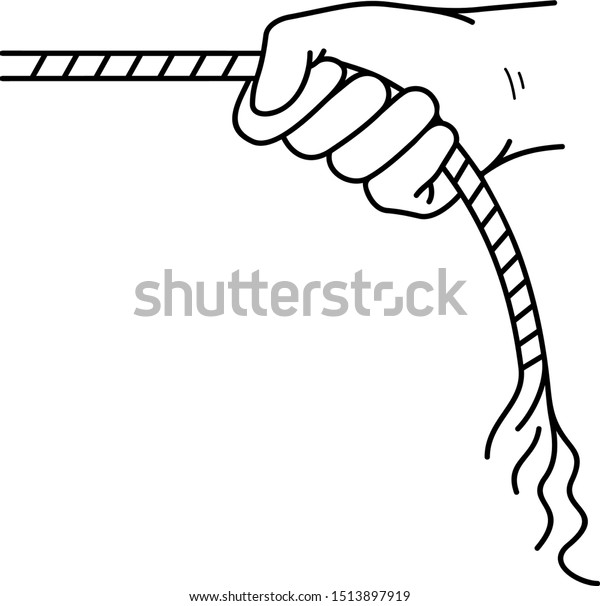 Male Hand Pulling Rope Vector Outline: vector de stock (libre de ...