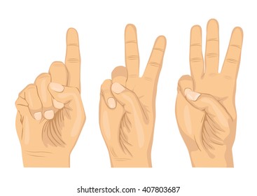 Set Counting One Two Three Hand Stock Vector (Royalty Free) 1211081005