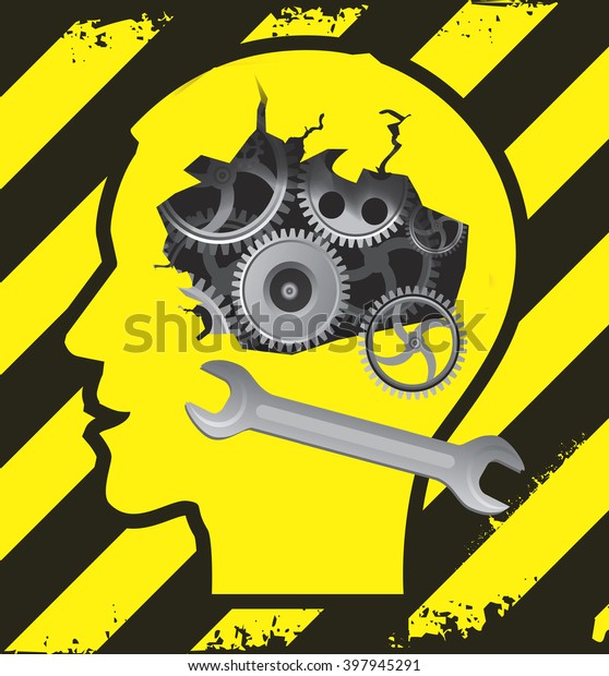 Male Head Under Construction Human Head Stock Vector (Royalty Free ...