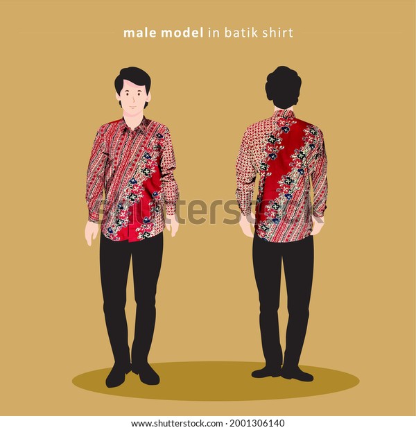 Male Model Batik Shirt Simple Vector: เวกเตอร์สต็อก (ปลอดค่าลิขสิทธิ์ ...