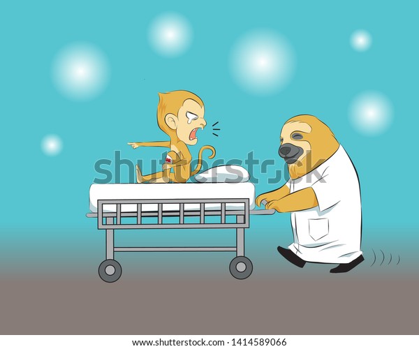Male Nurse Sloth Push Monkey Patient Stock Vector (Royalty Free ...