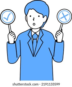 Male Office Worker Correct Answer Incorrect Stock Vector (Royalty Free ...