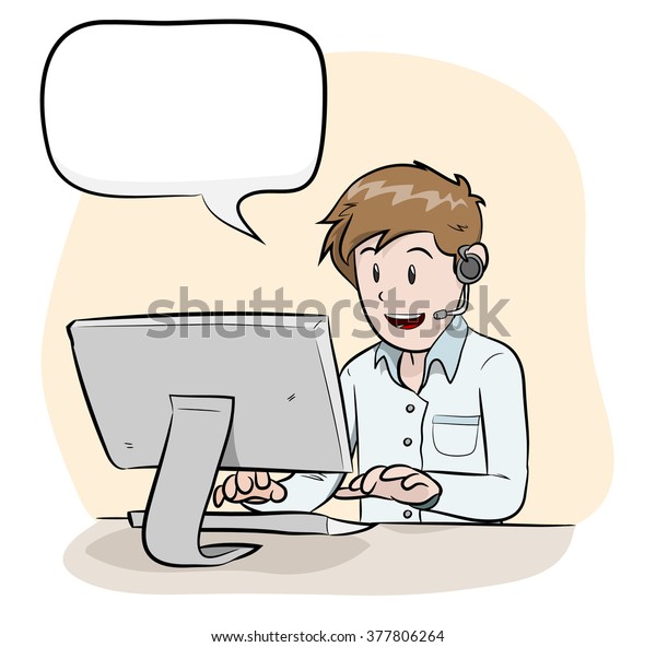 Male Operator Text Hand Drawn Vector Stock Vector (Royalty Free ...