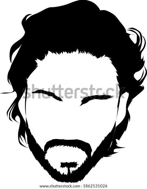 Male Outline Hair Full Beard Stock Vector Royalty Free 1862531026