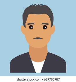 Male Portrait Flat Design Vector Illustration Stock Vector (Royalty ...