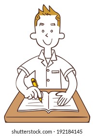Male Students Study: vector de stock (libre de regalías) 192184145 ...