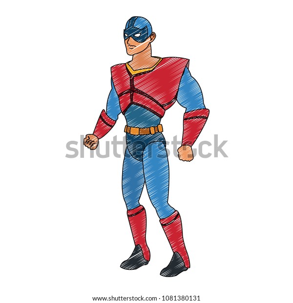 Male Superhero Cartoon Scribble Stock Vector (Royalty Free) 1081380131 ...