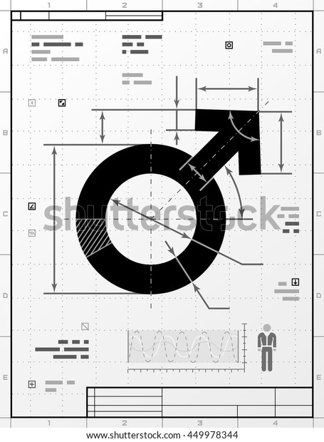 Male Symbol Technical Drawing Stylized Drafting: Stock-Vektorgrafik ...