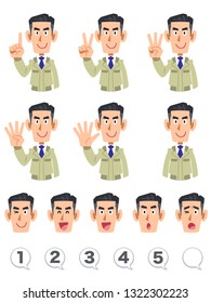 Male Upper Body Expression Number Set Stock Vector (Royalty Free ...