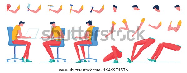 Male Worker Character Creation Kit Flat Stock Vector (Royalty Free ...
