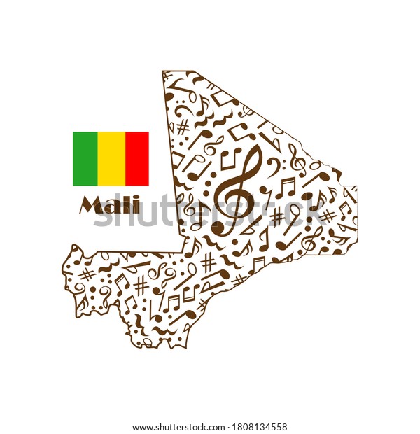 Mali Map Flag Made Music Notes Stock Vector (Royalty Free) 1808134558 ...