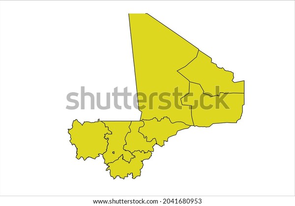 Mali Map Yellow Color On White Stock Vector (Royalty Free) 2041680953 ...