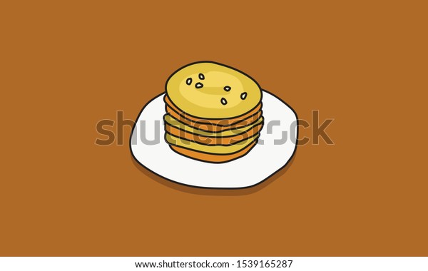 Malpua Indian Dessert Vector Hand Drawn Stock Vector (Royalty Free ...