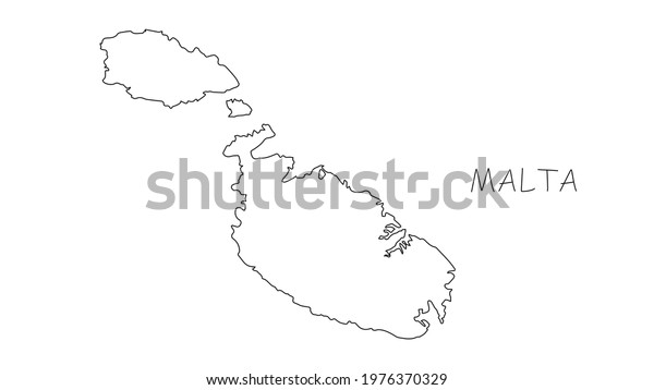 Malta Map Black Line On White Stock Vector (Royalty Free) 1976370329 ...