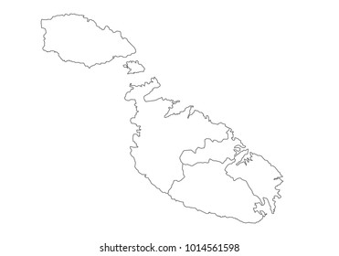 Malta Map Country Borders Thin Black 库存矢量图（免版税）1014561598 | Shutterstock