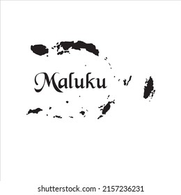 Maluku Map Black Lettering Design On Stock Vector (Royalty Free ...